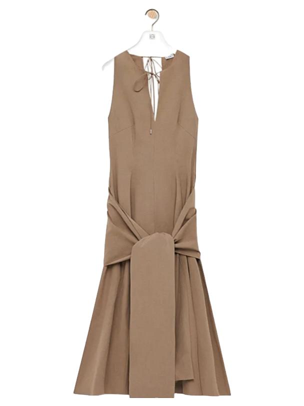 LOEWE Loewe Sleeveless Wrap Dress with Keyhole and Lace-up Closure